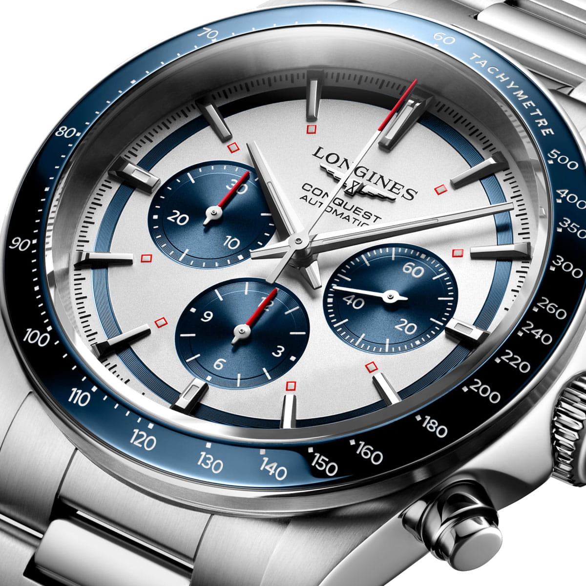 Longines Conquest Chronograph 2024 Blau Silber Automatik Herrenuhr 42mm ...